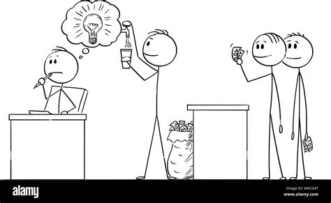 Vector Cartoon Stick Figure Drawing Conceptual Illustration Of Creative Man Or Businessman