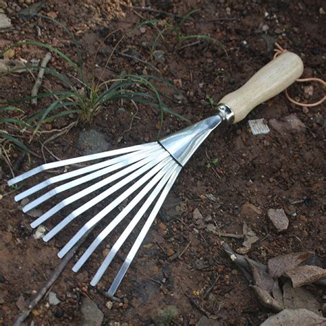 Stainless Steel Hand Shrub Grass Rake 9 Teeth Rake Vicedeal