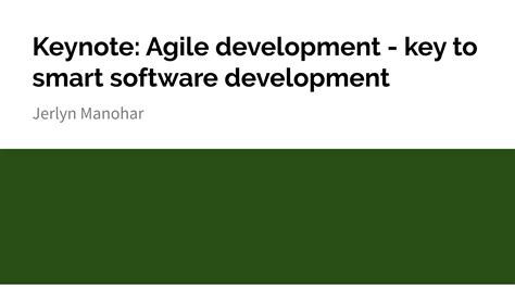 Agile Development Key To Smart Software Development Ppt