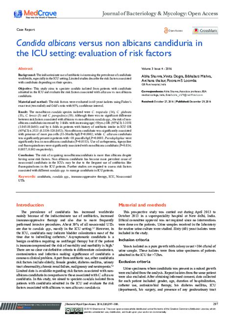 Pdf Candida Albicans Versus Non Albicans Candiduria In The Icu