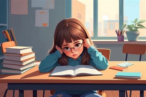 Premium Photo Bored Kid Doing Homework Or Sitting On Boring School Lesson