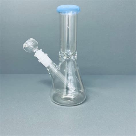 8 Beaker Glass Water Pipe With Jade Blue Color Trim Waterpipe Waterpipe