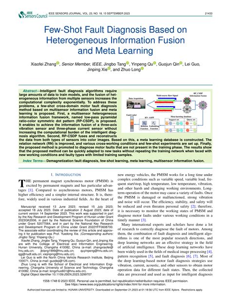 Pdf Few Shot Fault Diagnosis Based On Heterogeneous Information Fusion And Meta Learning