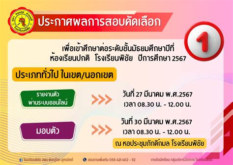 ประกาศผลการสอบคัดเลื โรงเรียนพิชัย สพม พิษณุโลก อุตรดิตถ์