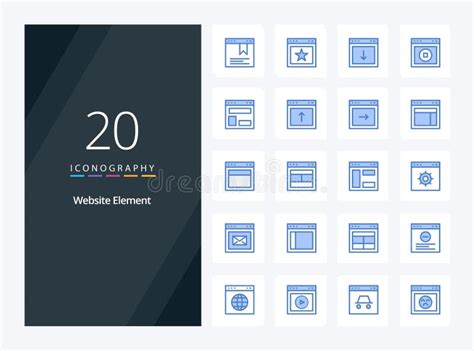 20 website element blue color icon for presentation stock vector
