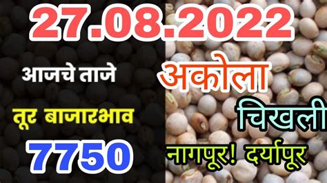 Tur Bajar Bhav Today आजचे तूर बाजार भाव 2022 Youtube