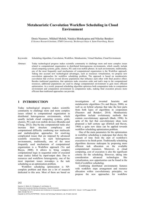Pdf Metaheuristic Coevolution Workflow Scheduling In Cloud Environment