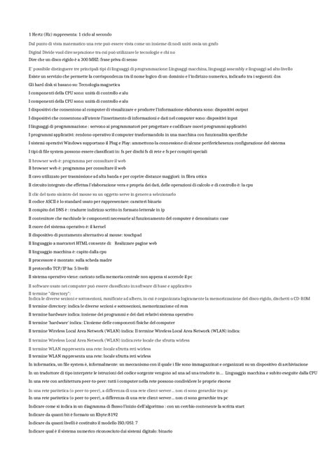 Informatica Pegaso Risposte Ai Quiz Docsity