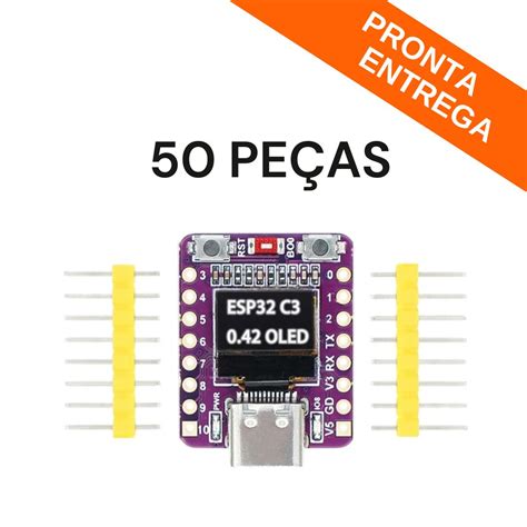 Kit 50 Peças Placa Oled Esp32 C3 Com Módulo 042 Polegadas Wifi Bluetooth Usb Tipo C Placas