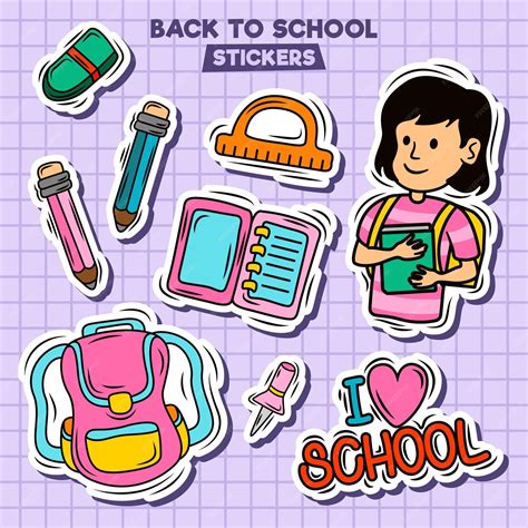 Premium Vector Back To School Stickers Pack Vector Set