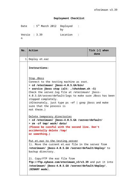 Doc Deployment Checklist V339 Dokumentips