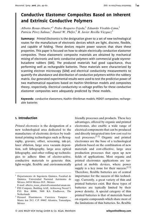 Pdf Conductive Elastomer Composites Based On Inherent And Extrinsic