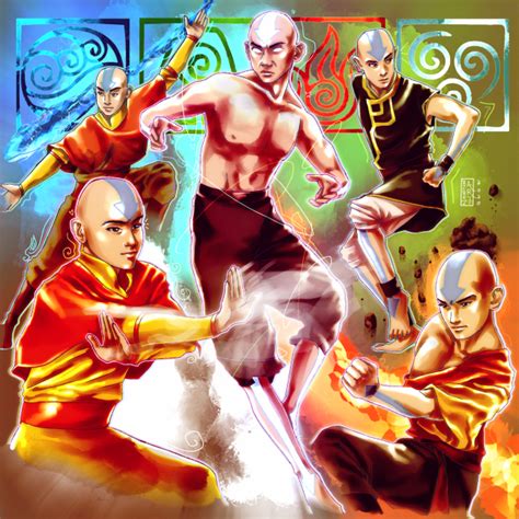 Aang Using All Four Elements And In The Avatar Art Artist Illustration Fanart Fandom