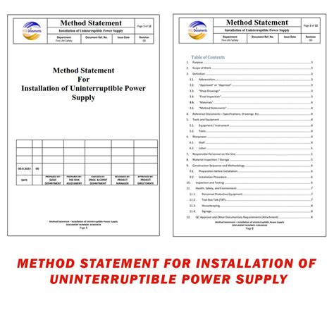 Qhse Docs On Linkedin Method Statement For Installation Of Uninterruptible Power