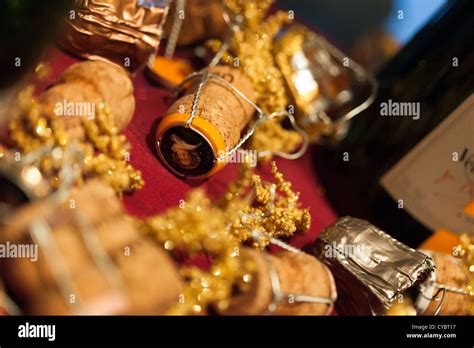 Champagne Bottle Corks Cunard Liner Queen Victoria At Sea Stock
