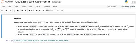 Solved Jupyter CECS 229 Coding Assignment 6 Autosaved Chegg