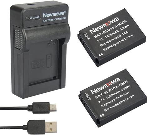 Newmowa SLB 10A Replacement Battery 2 Pack And Portable Micro USB