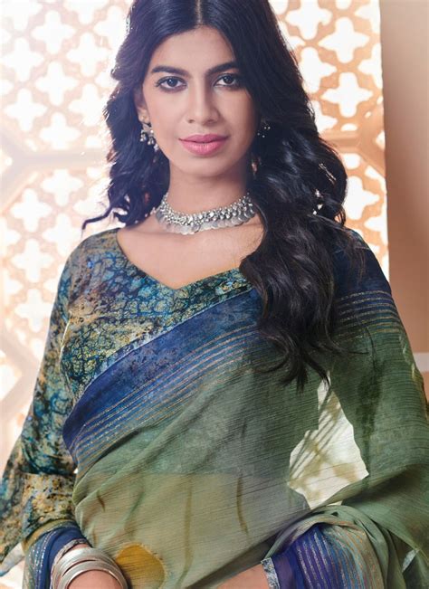 Shop Multi Colour Abstract Print Faux Chiffon Printed Saree Online
