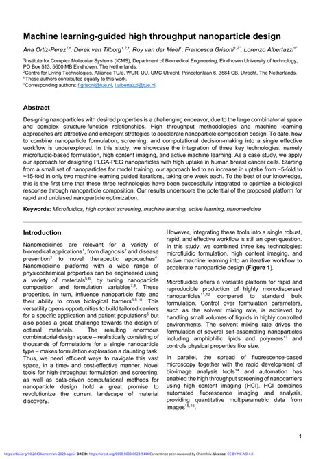 Pdf Machine Learning Guided High Throughput Nanoparticle Design