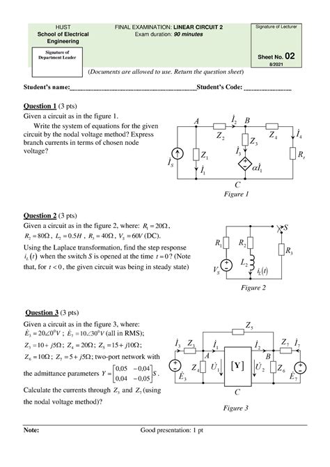 Question Sheet 02 Fgfgd HUST School Of Electrical Engineering FINAL