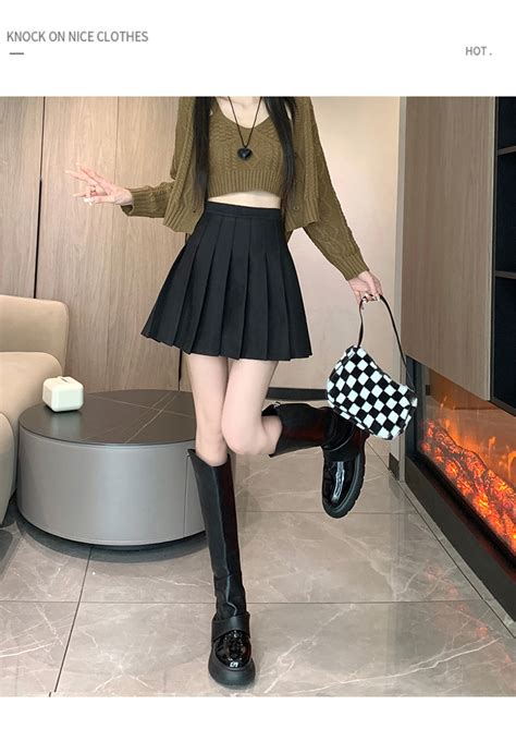 经典毛呢半身裙女2024春秋百搭百褶裙高腰显瘦小个子jk短裙a字裙 阿里巴巴