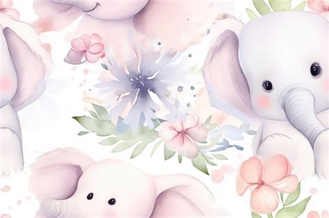 Premium AI Image Sunny Days Elephant And Watercolor Dreamscape