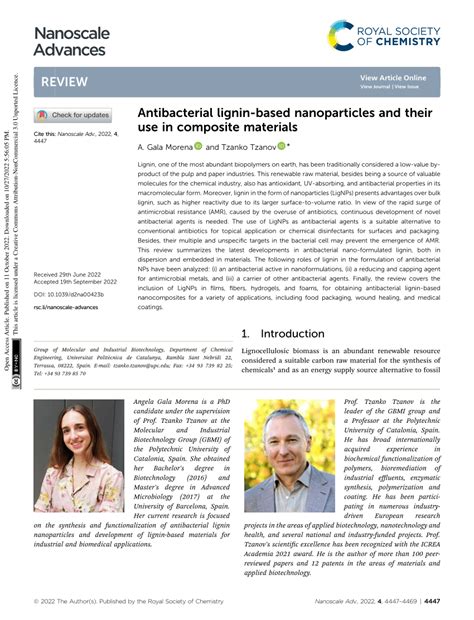 Pdf Antibacterial Lignin Based Nanoparticles And Their Use In Composite Materials
