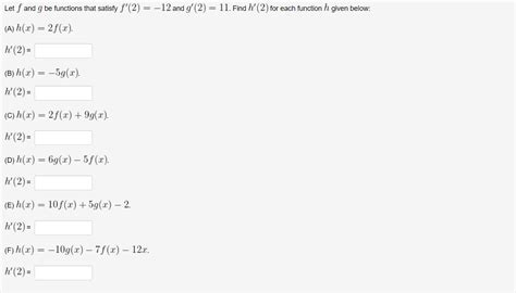 Solved Let F And G Be Functions That Satisfy F′2−12 And