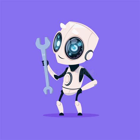 Cute Robot Girl Say Hi Isolated Icon On Blue Background Modern Technology Artificial