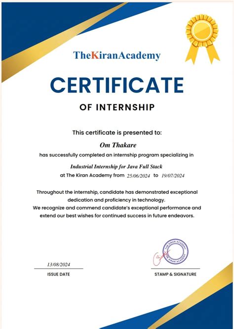 Om Thakare On Linkedin Honoured To Say I Have Received Java Full Stack