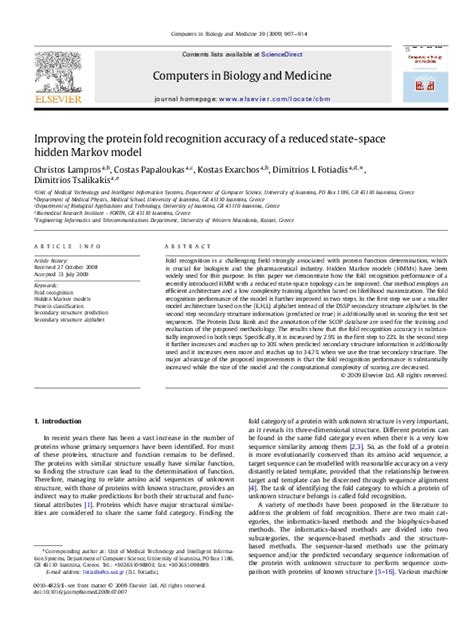 Pdf Improving The Protein Fold Recognition Accuracy Of A Reduced State Space Hidden Markov Model