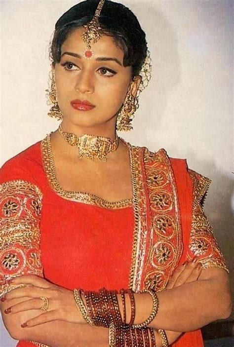 Madhuri Dixit Hot Pose In Red Color Dress