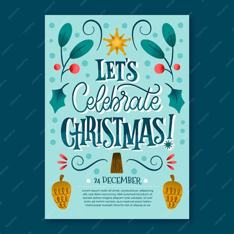 플랫 크리스마스 파티 세로 포스터 템플릿 무료 벡터