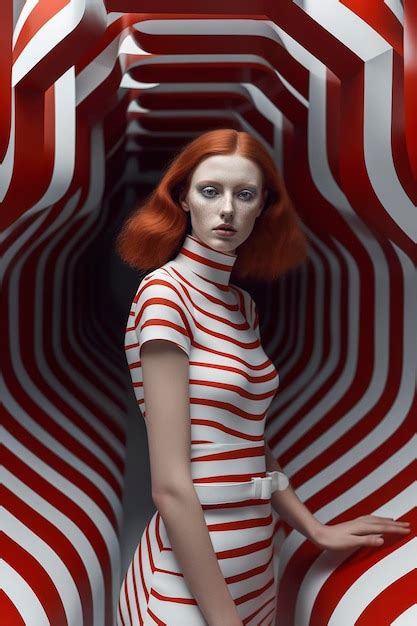 Premium AI Image Generative AI Illustration Of A White Striped Woman Looking At The Camera In