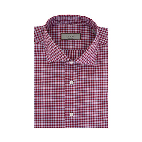 Canali Red Check Cotton Dress Shirt Mitchell Stores