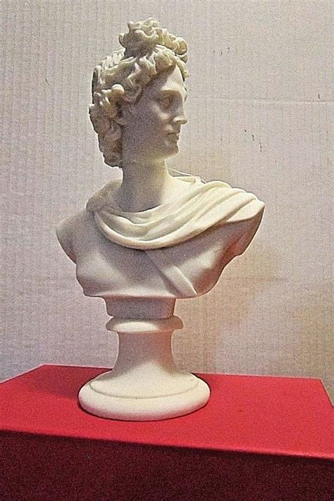 Apollo Greek Roman God Bust Head Cast Marble Statue Sculpture Handmade