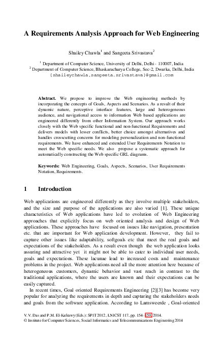 Pdf A Requirements Analysis Approach For Web Engineering