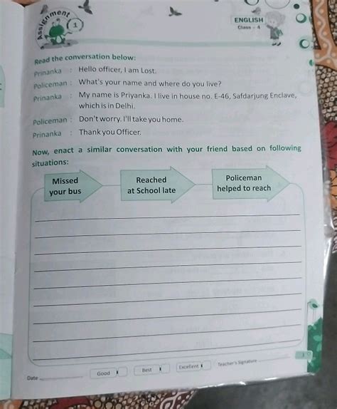ENGLISH 1 Class 4 Read The Conversation Below StudyX