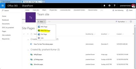 How To Create A Web Part Page In Sharepoint Online