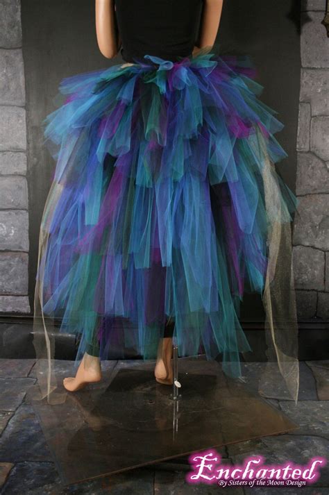 Massive Peacock Burlesque Tie On Bustle Layered Tulle Half Tutu Floor