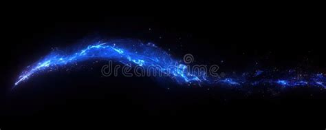 Abstract Blue Glowing Wave With Sparkling Particles Representing