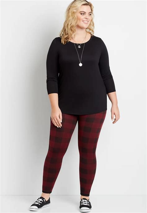 Plus Size Buffalo Plaid Fleece Lined Legging Maurices