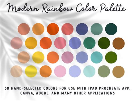 Modern Rainbow Procreate Color Palette IPad Procreate Tools Digital Download Hex Codes Color