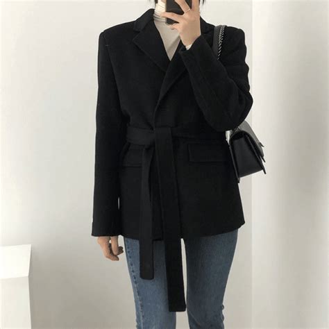 국내제작 캐시미어울100 핸드메이드 허리벨트 숏코트 반코트 하프코트 에이블리