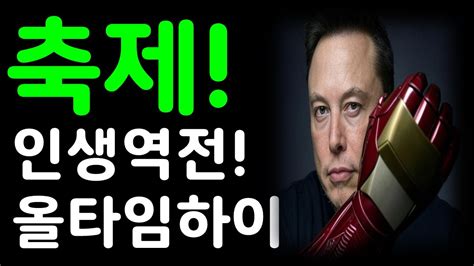 테슬라 축제 인생역전 올타임하이 축하드립니다 Youtube