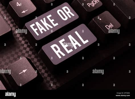 Text Sign Showing Fake Or Real Word For Difference Between Facts And