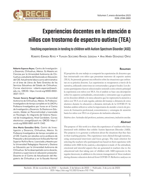 Pdf Experiencias Docentes En La Atención A Niños Con Trastorno De