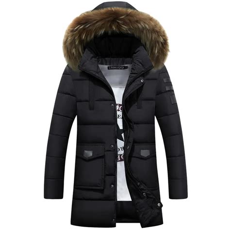 Padded Cotton Winter Jacket Parka Men Thicken Warm Long Coat Feather