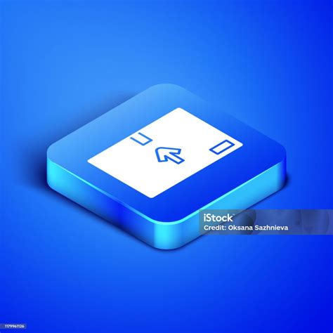 파란색 배경에 격리 된 트래픽 기호 아이콘이있는 등각 측정 골판지 상자 상자 포장 소포 기호 배송 운송 및 배송 파란색 사각형 버튼입니다 벡터 일러스트레이션 나무 상자에