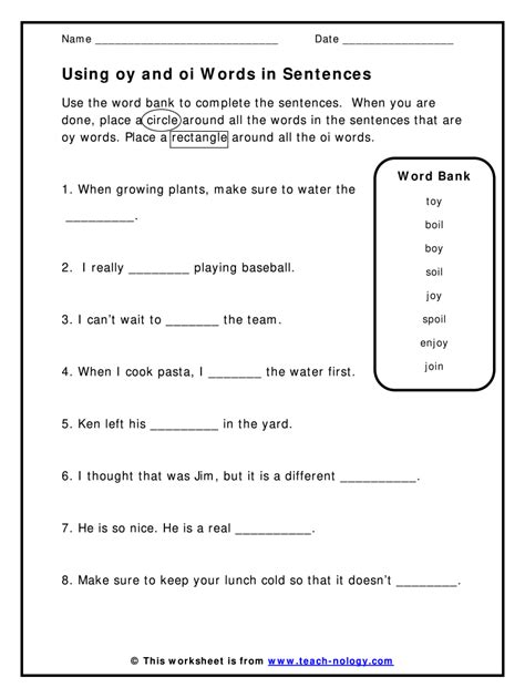 Oi And Oy Words Worksheet Prntbl Concejomunicipaldechinu Gov Co
